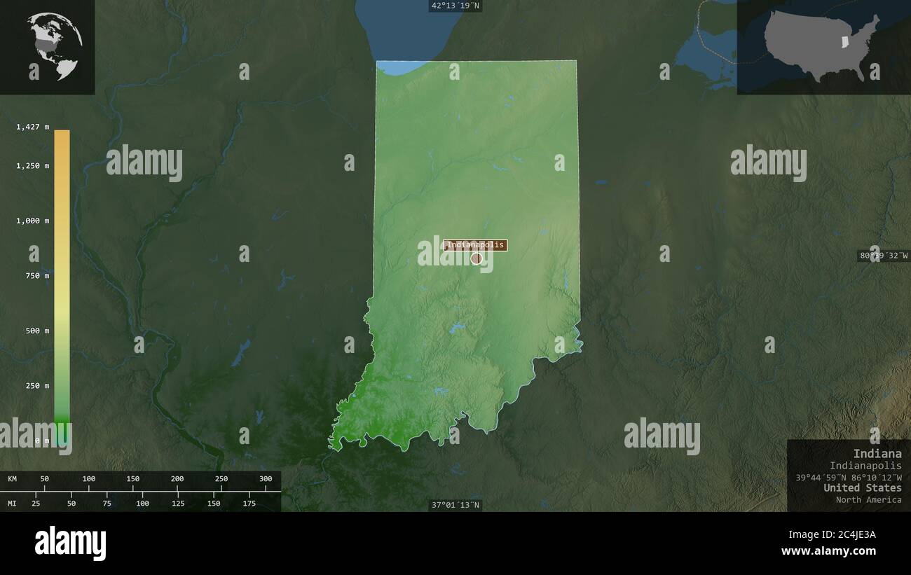 Physical map of indiana hi-res stock photography and images - Alamy