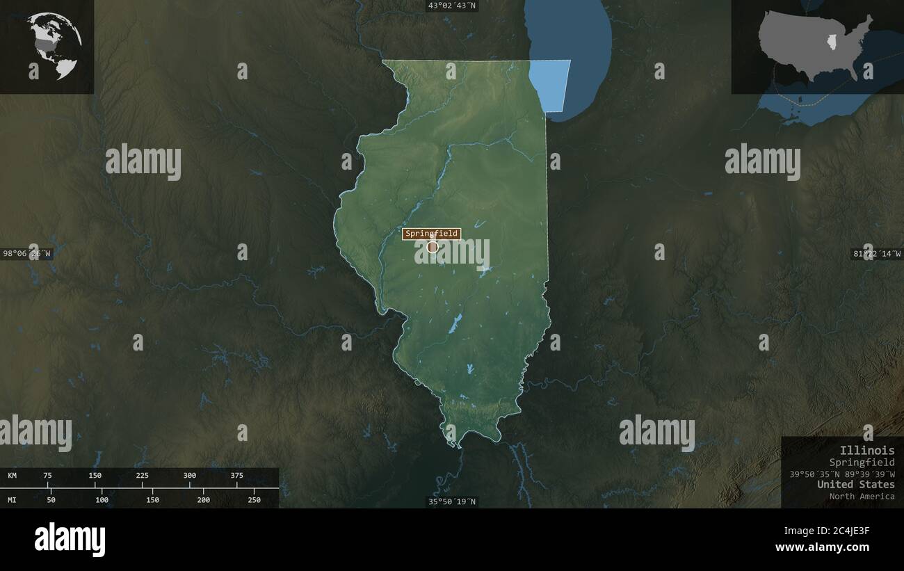 Illinois relief map hi-res stock photography and images - Alamy