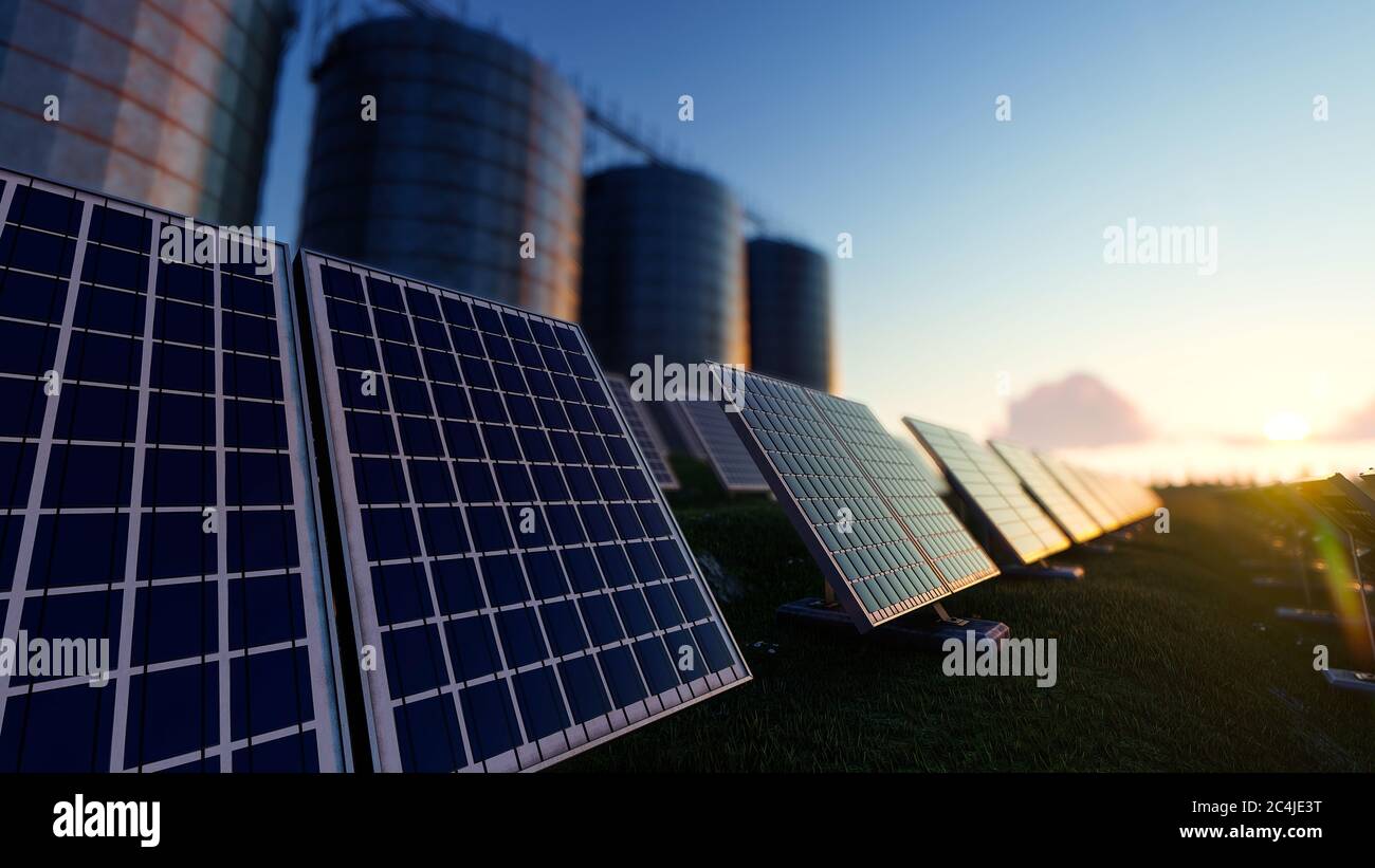Solar Panel Farm under Dramatic Sky Stock Photo - Alamy