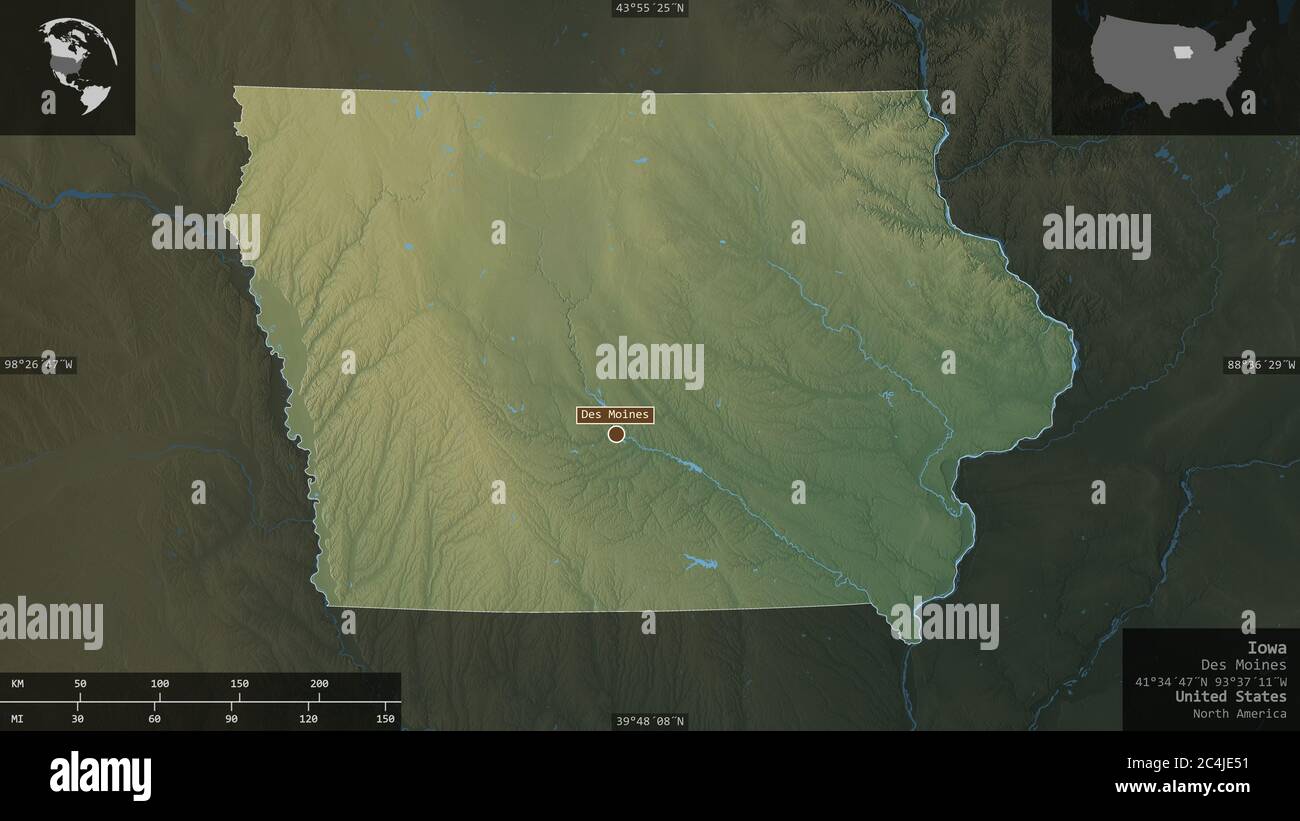 Iowa relief map hi-res stock photography and images - Alamy
