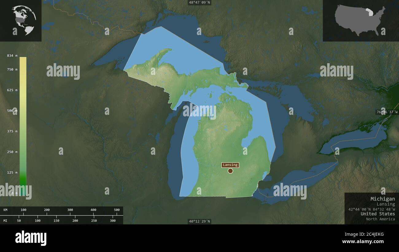 Physical map michigan hi-res stock photography and images - Alamy