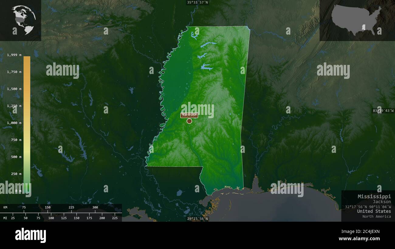 Physical map of mississippi hi-res stock photography and images - Alamy