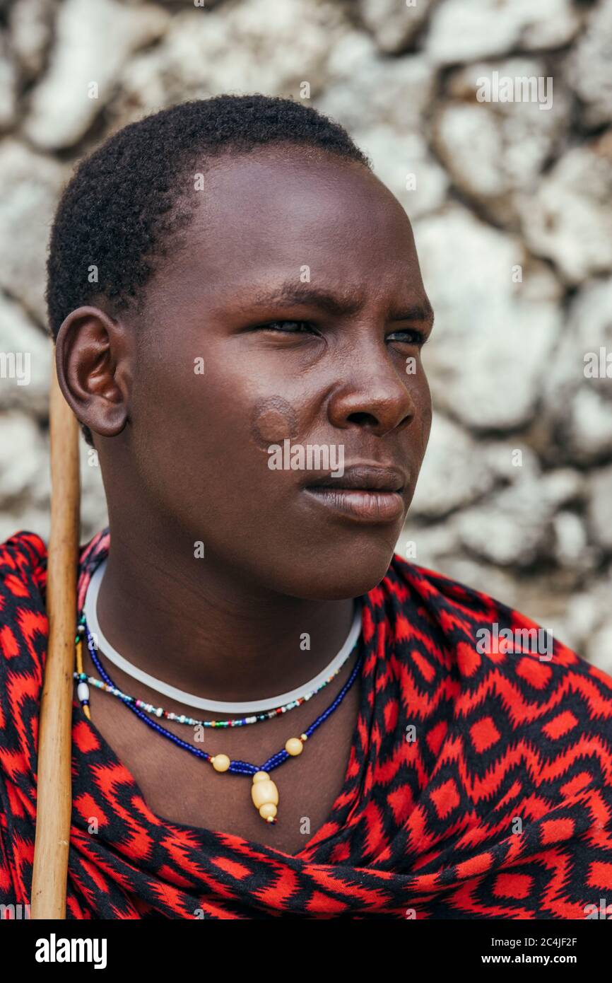 Maasai Man portrait in front of the sea Stock Photo - Alamy