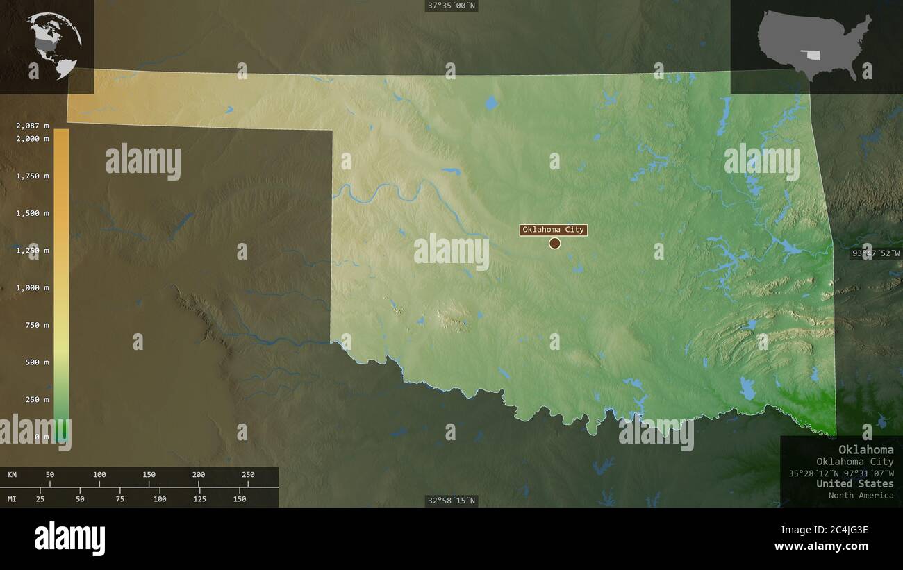 Physical map of oklahoma hi-res stock photography and images - Alamy