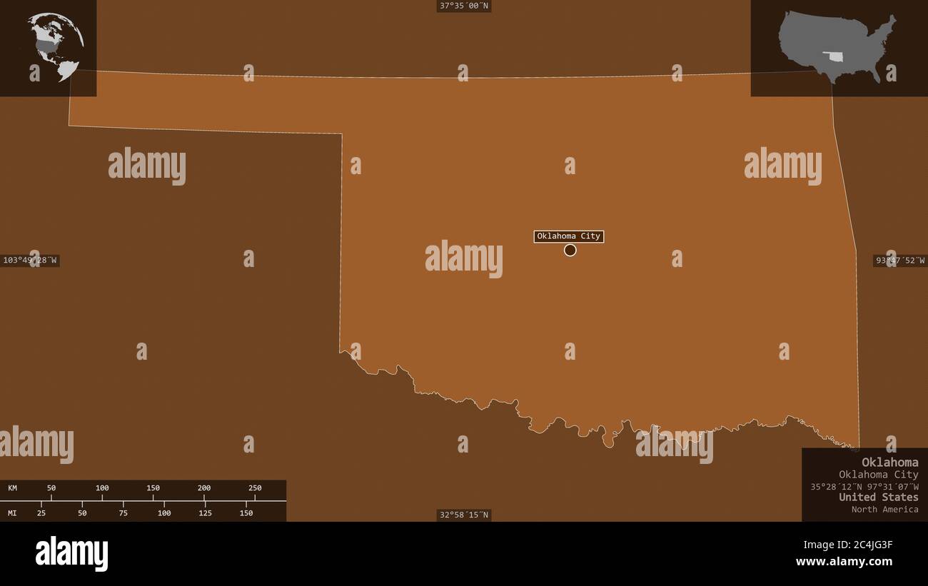 Oklahoma, state of United States. Patterned solids with lakes and ...