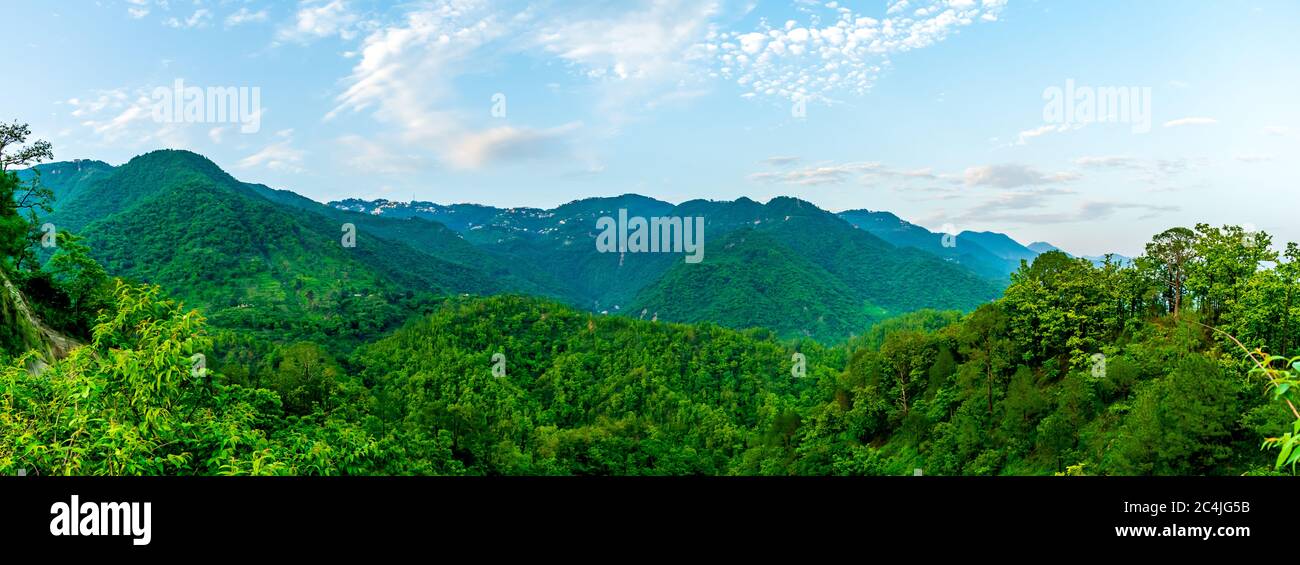 A beautiful panoramic mountain landscape, Mussoorie, Uttarakhand, India ...