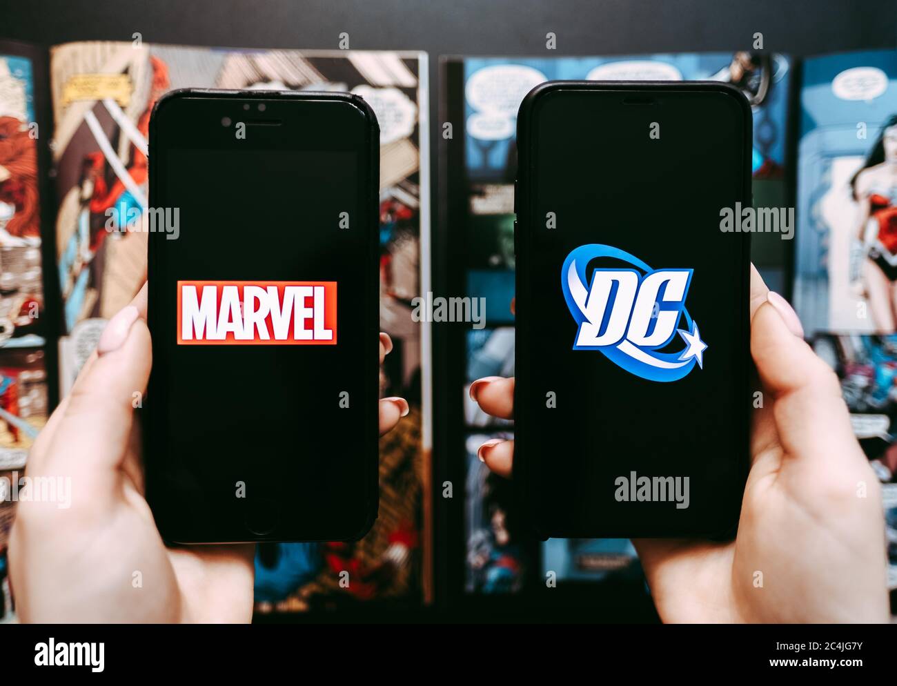 Marvel and DC comics logo Stock Photo - Alamy