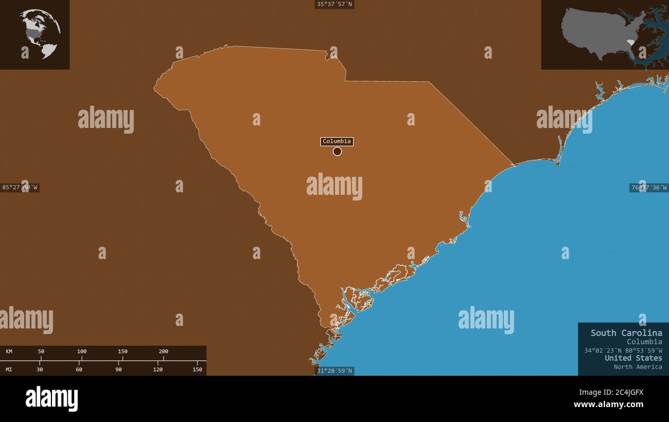 South carolina map rivers hi-res stock photography and images - Alamy