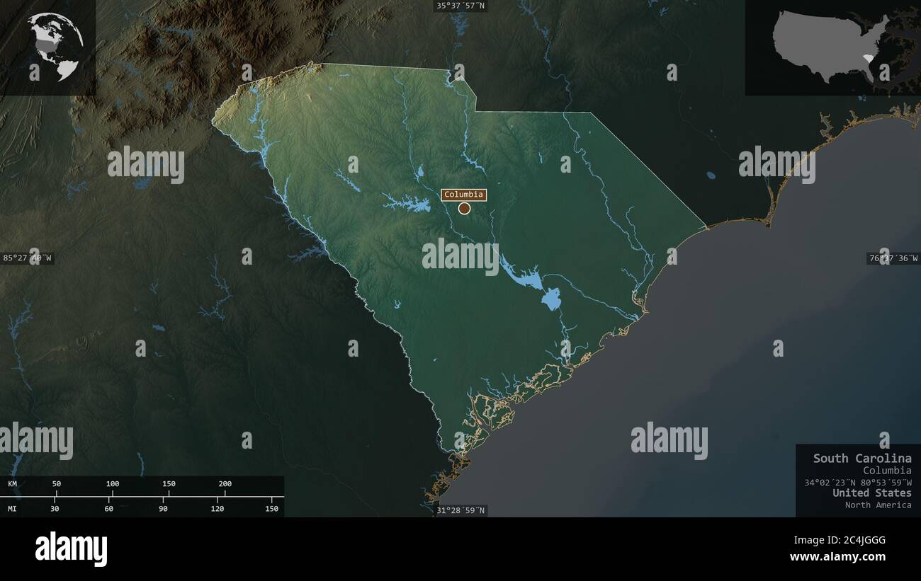South carolina map rivers hi-res stock photography and images - Alamy