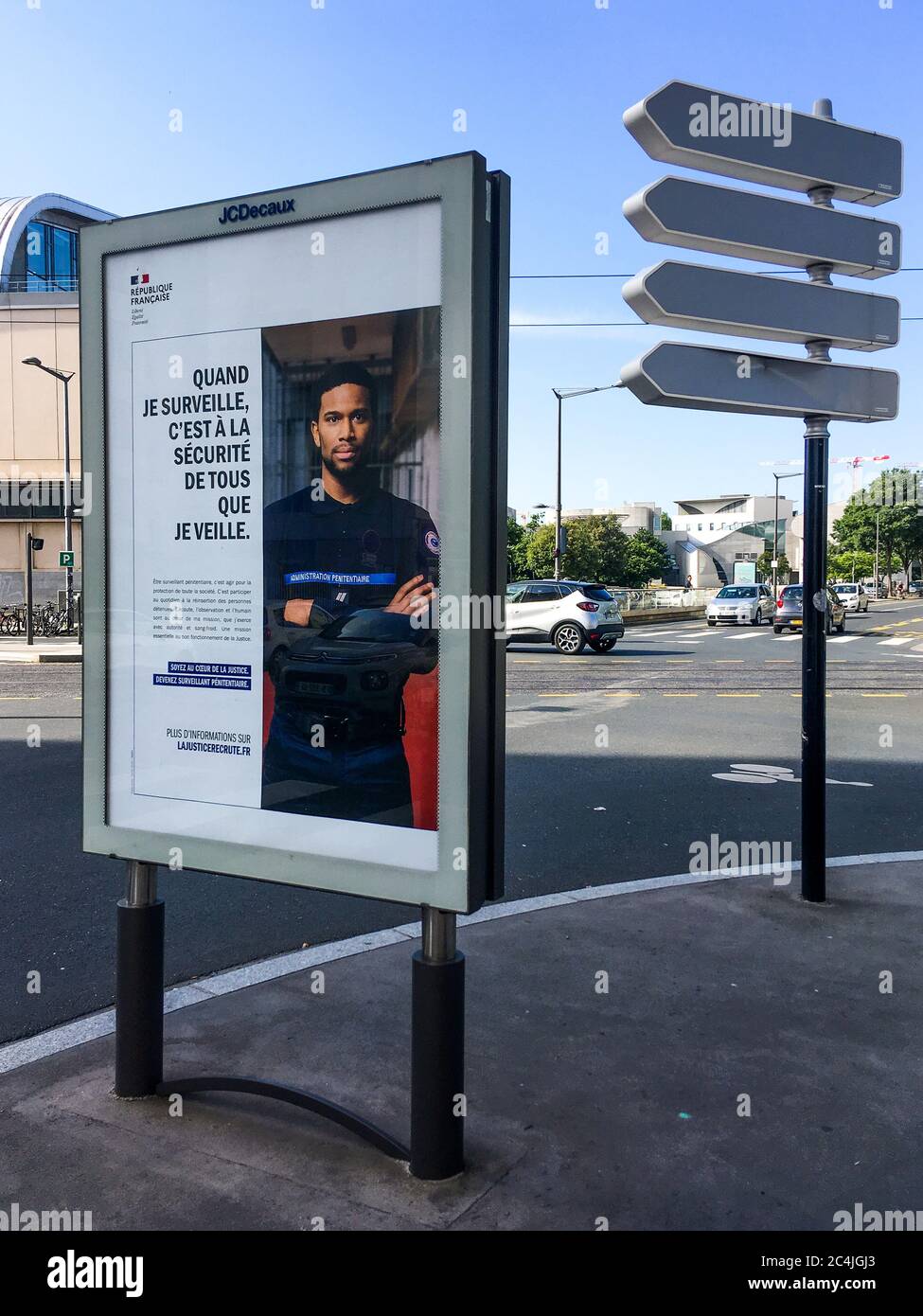 Poster promoting prison guard job, Lyon, France Stock Photo - Alamy