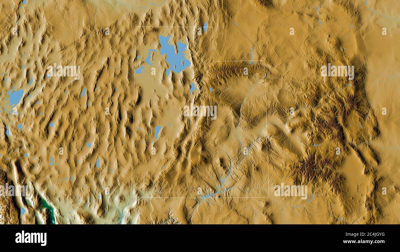 Utah, state of United States. Colored shader data with lakes and rivers ...