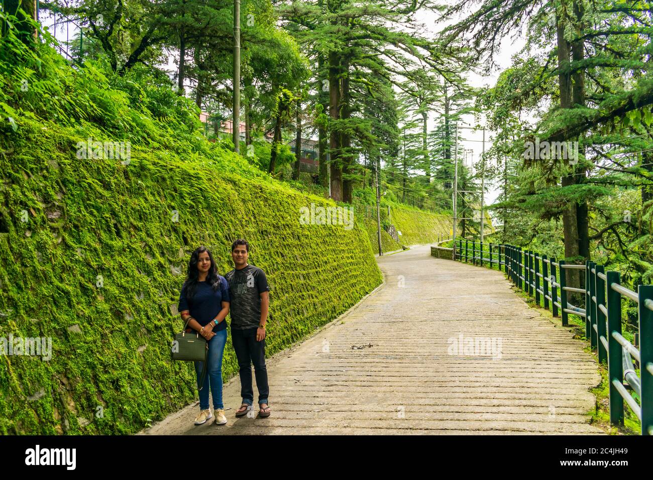 Landour, Uttarakhand, India; 21-Jul-2019; A couple posing for photo ...