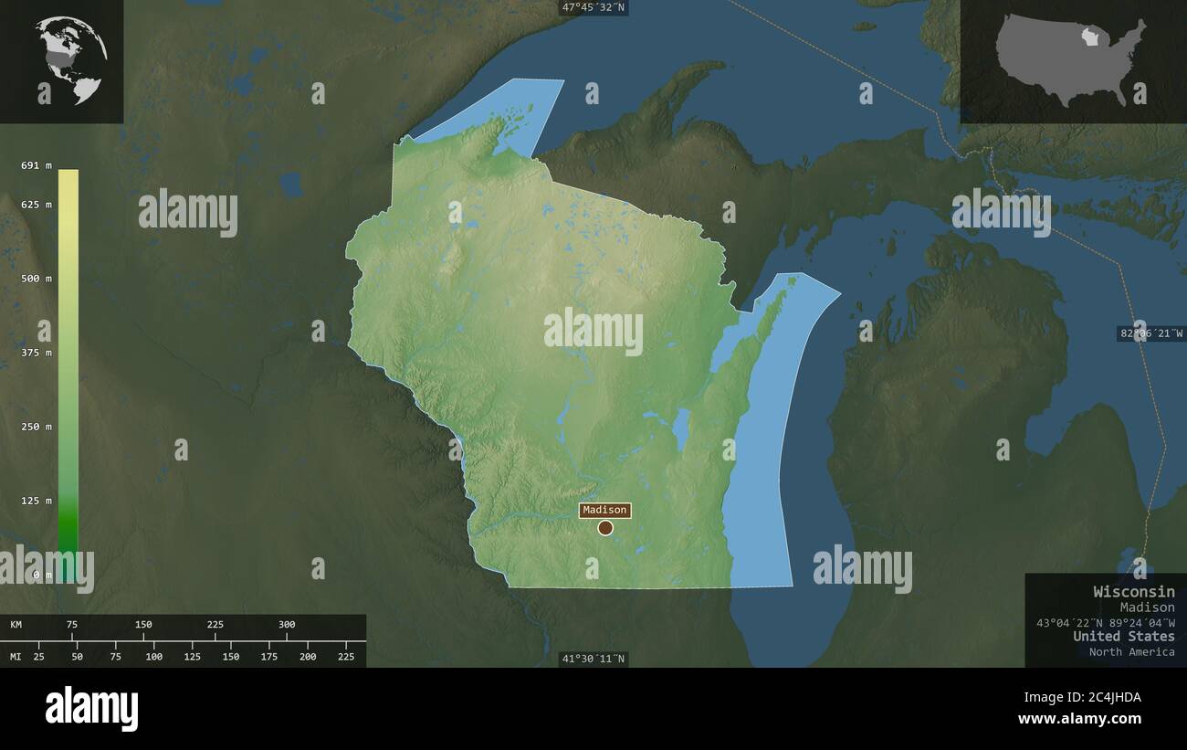 Physical map of wisconsin hi-res stock photography and images - Alamy