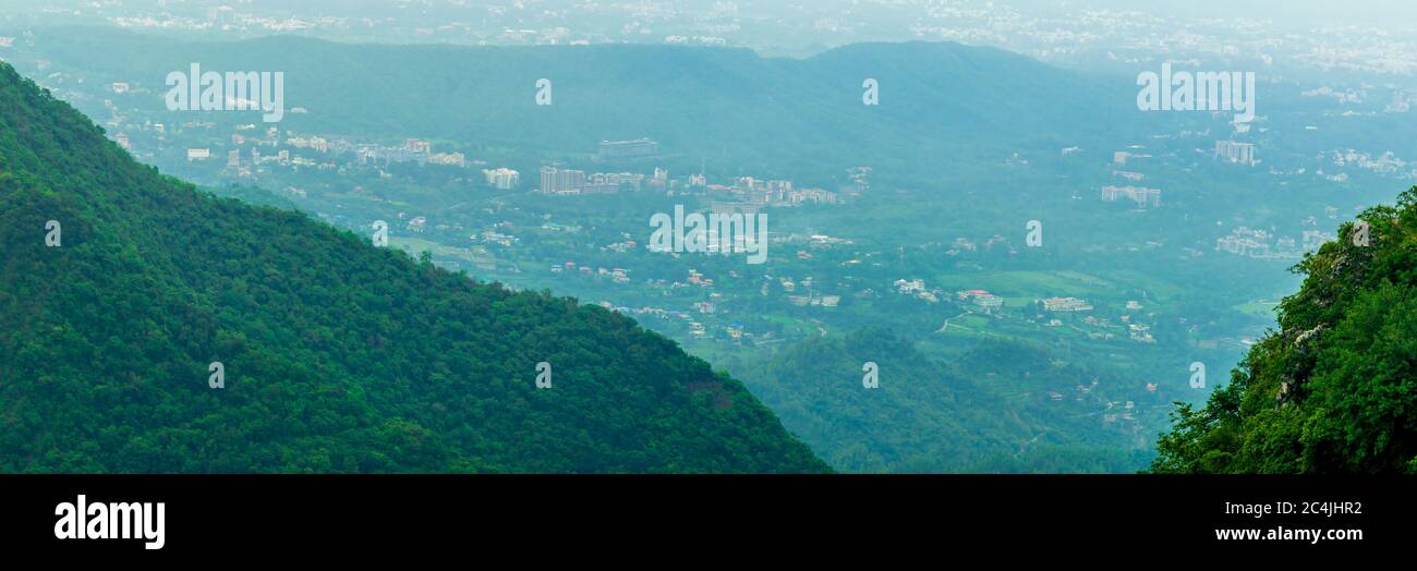 view of the Mussoorie cityscape from Landour, Uttarakhand, India Stock ...
