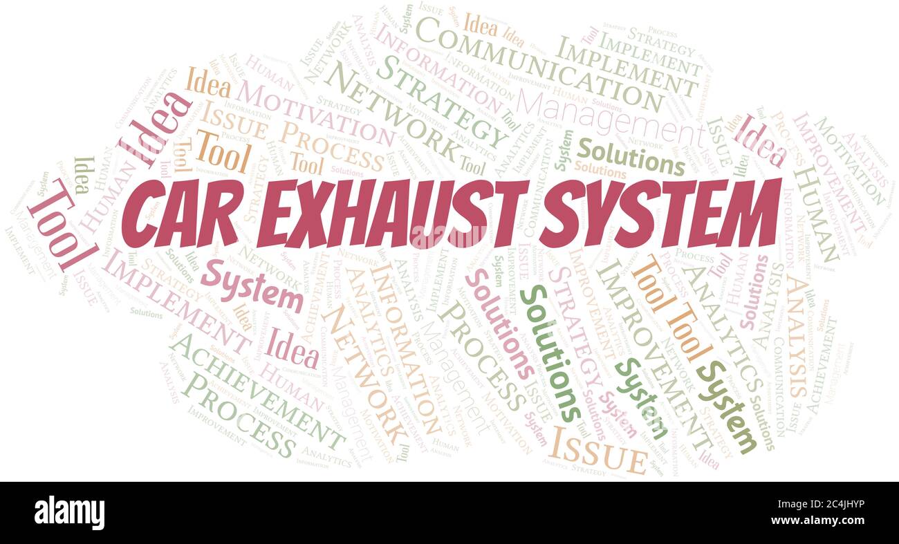 Car Exhaust System typography vector word cloud. Wordcloud collage made ...