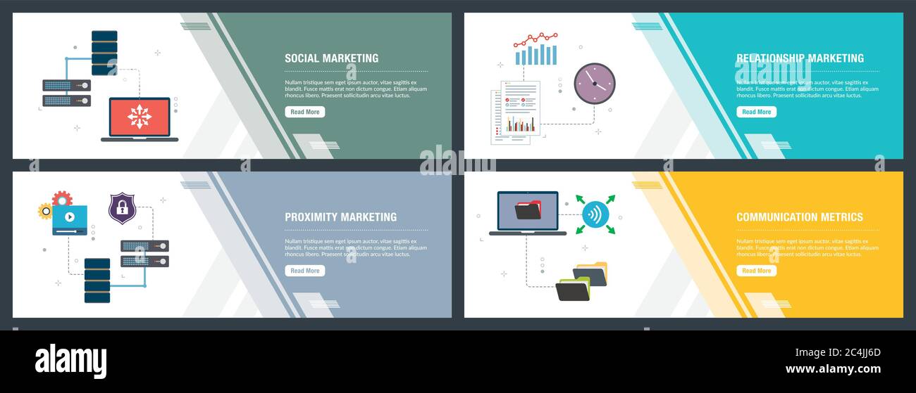 Banner set with icons for internet on websites or app templates with ...
