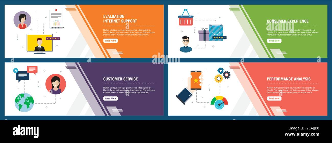 Web banners concept in vector with evaluation internet support ...