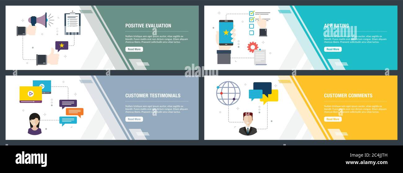 Vector set of vertical web banners with positive evaluation, app rating ...