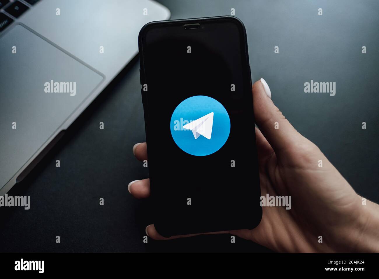 Screenshot of telegram app logo Stock Photo - Alamy