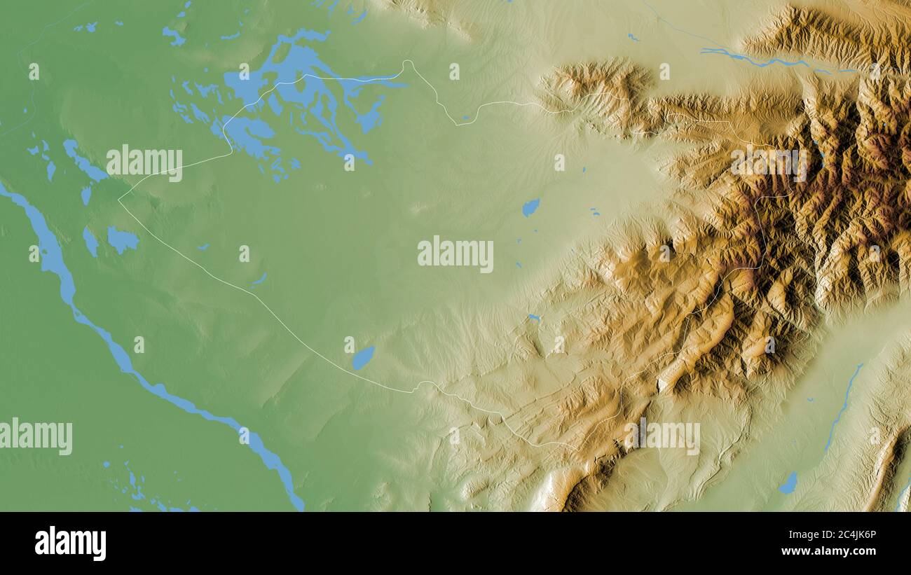 Kashkadarya, region of Uzbekistan. Colored shader data with lakes and ...