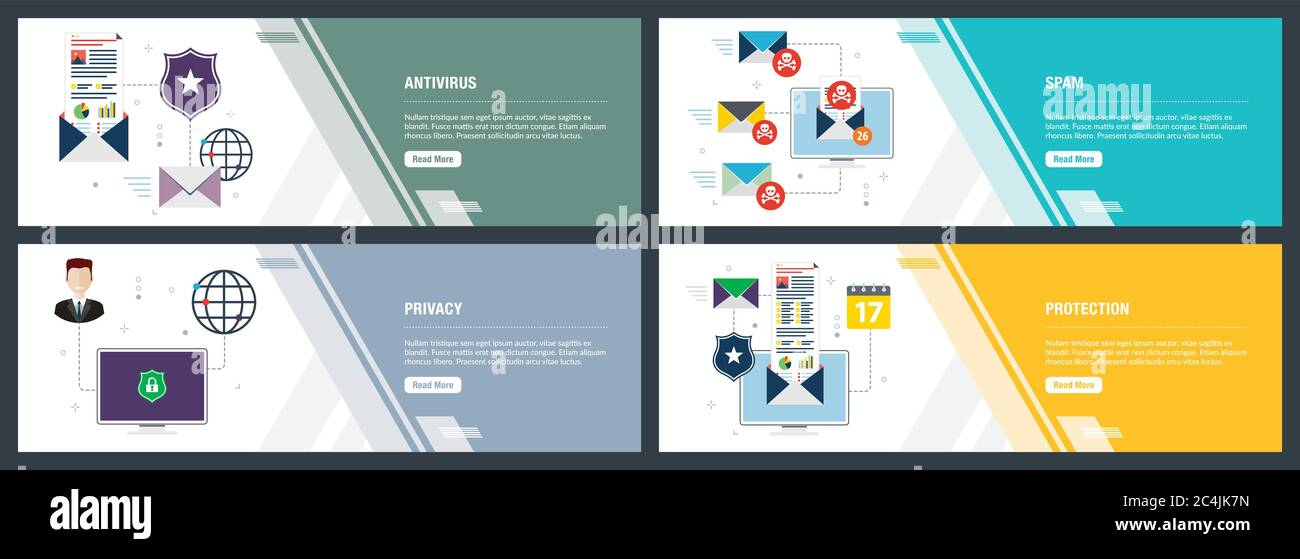 Vector set of vertical web banners with antivirus for protection ...