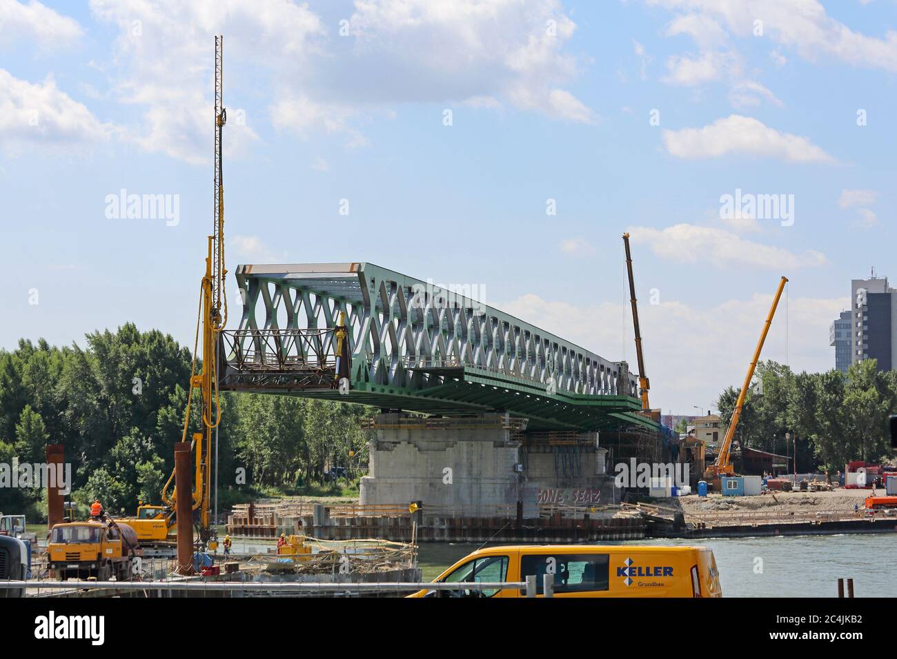 Bratislava, Slovakia - July 10, 2015: New Steel Bridge Construction ...