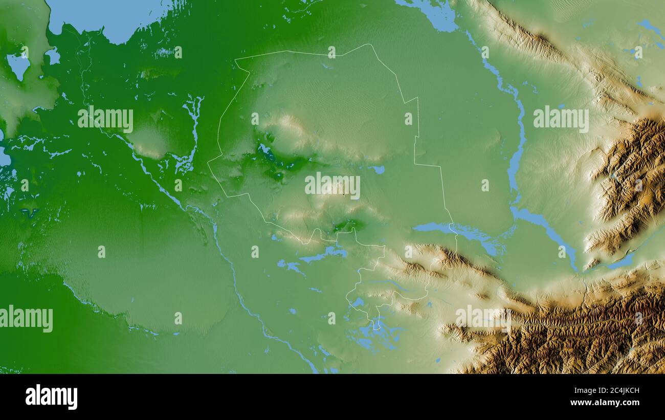 Navoi, region of Uzbekistan. Colored shader data with lakes and rivers ...