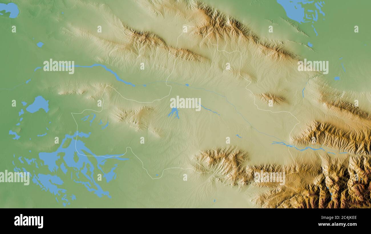 Samarkand, region of Uzbekistan. Colored shader data with lakes and ...