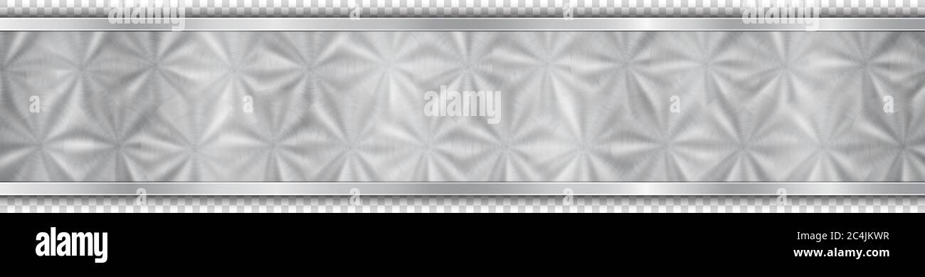 Polished plate in silver colors with circular metal texture, glares and ...