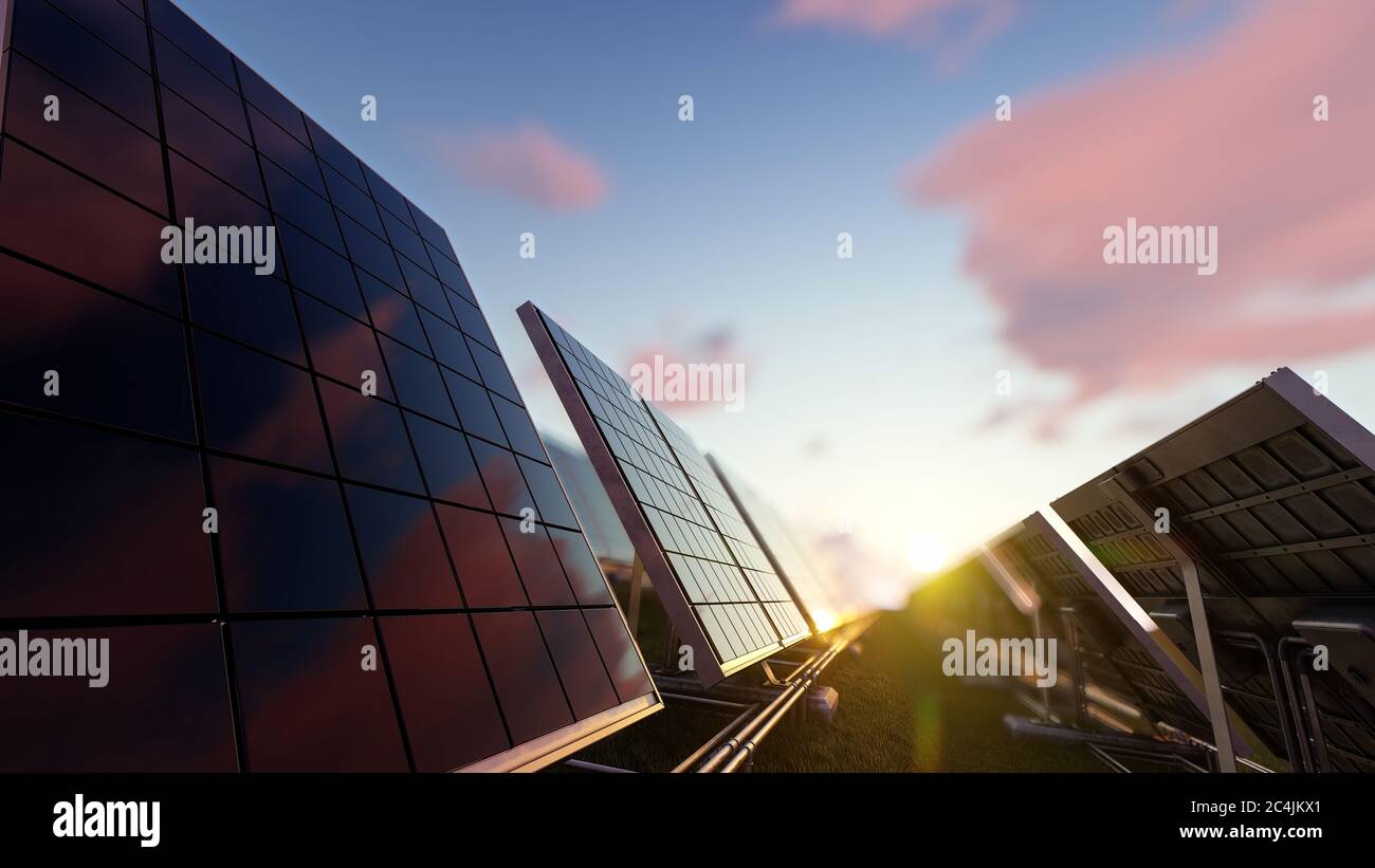Solar panel farm under dramatic sky hi-res stock photography and images ...