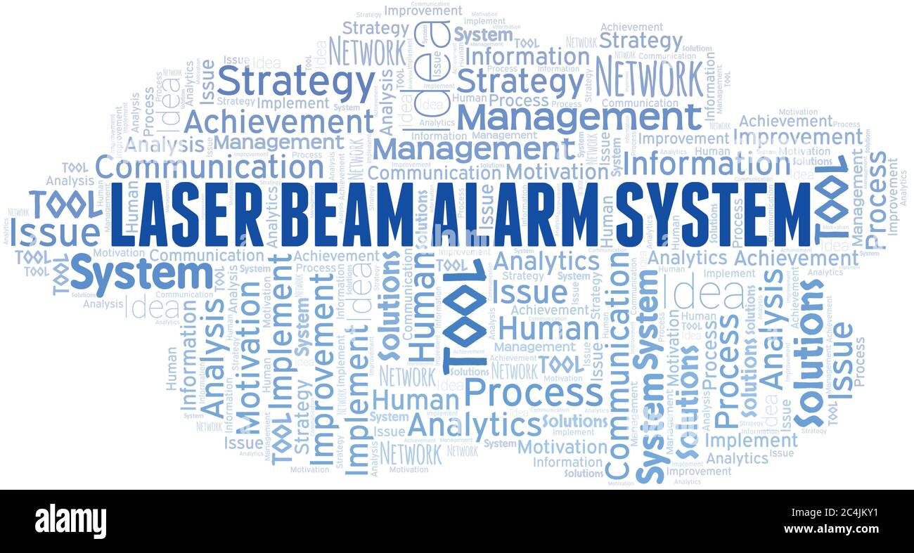 Laser Beam Alarm System typography vector word cloud. Wordcloud collage made with the text only ...