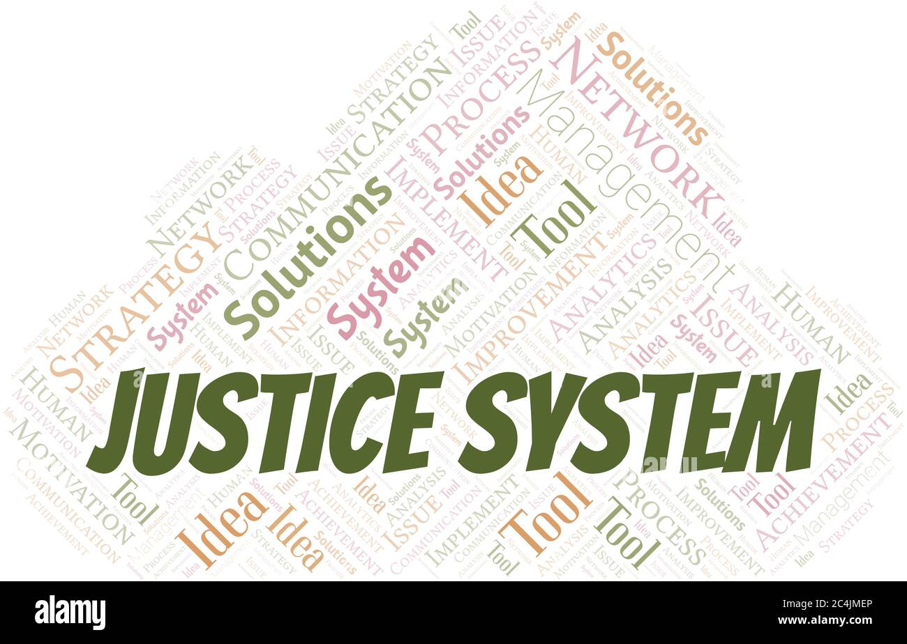 Justice System typography vector word cloud. Wordcloud collage made ...