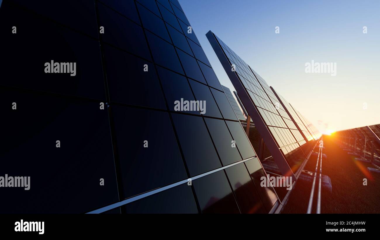 Solar Panel Farm under Dramatic Sky Stock Photo - Alamy