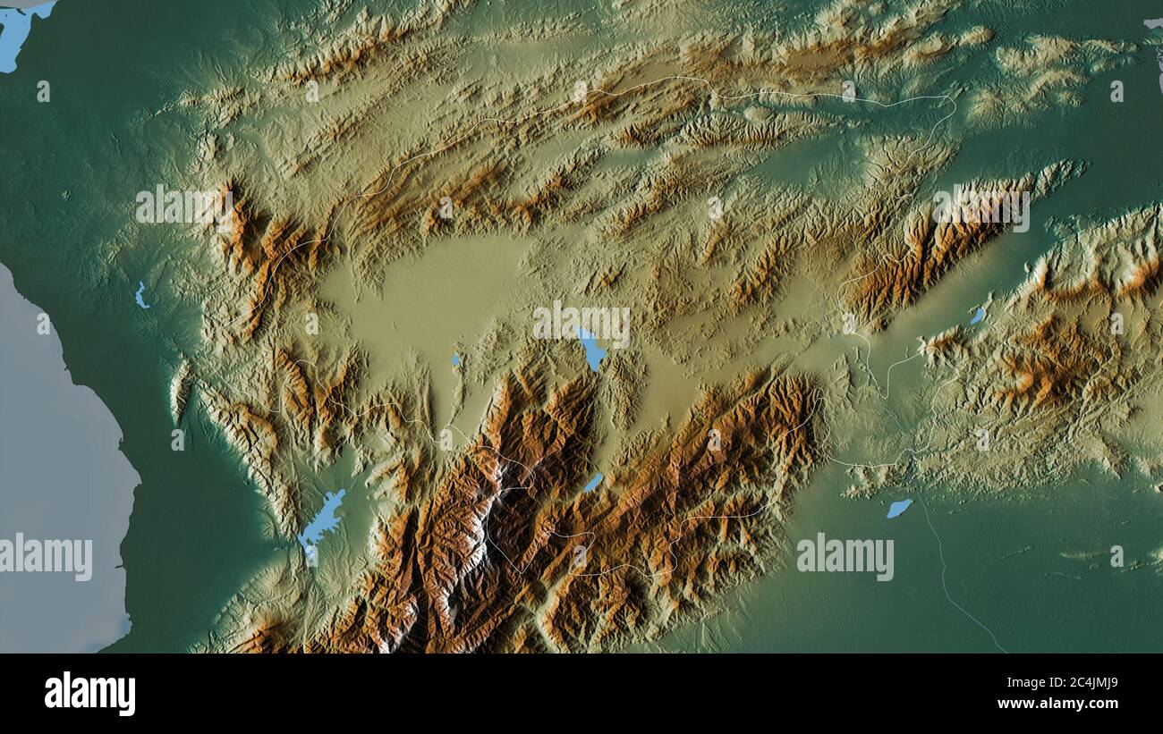 Lara, state of Venezuela. Colored relief with lakes and rivers. Shape ...