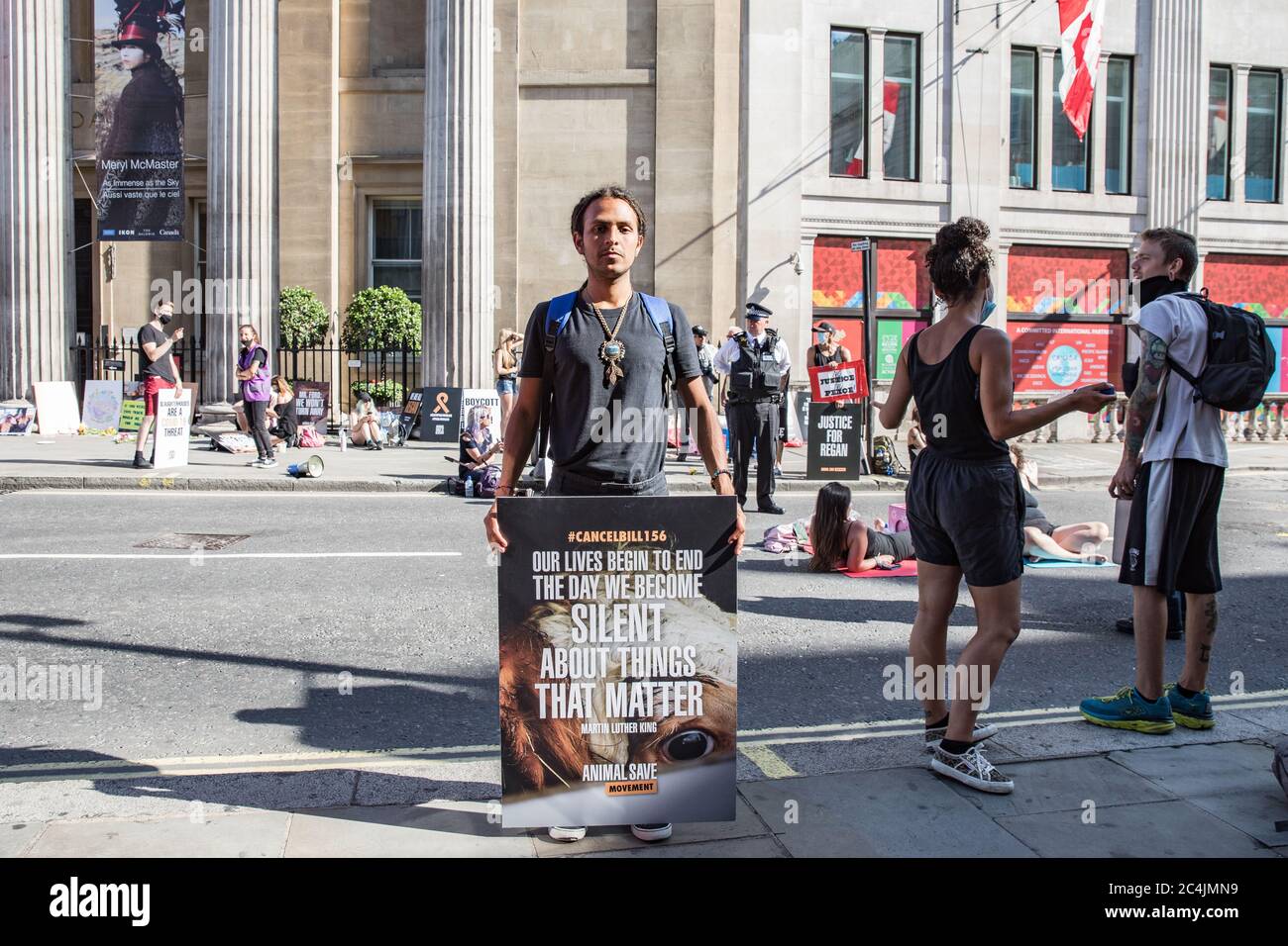 Westminster, 26 June 2020. London, UK. Animal rights activists gather ...
