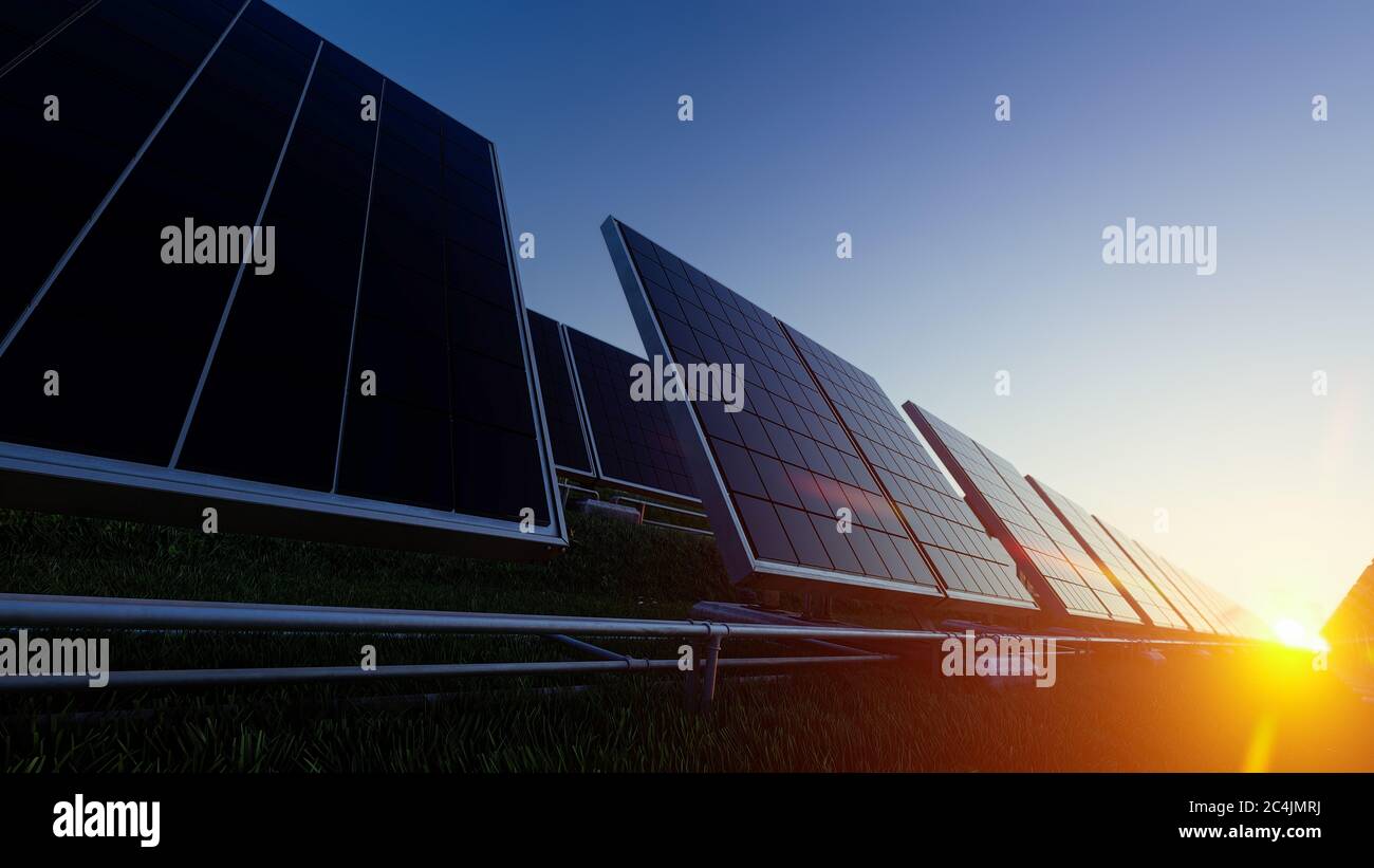 Solar Panel Farm under Dramatic Sky Stock Photo - Alamy