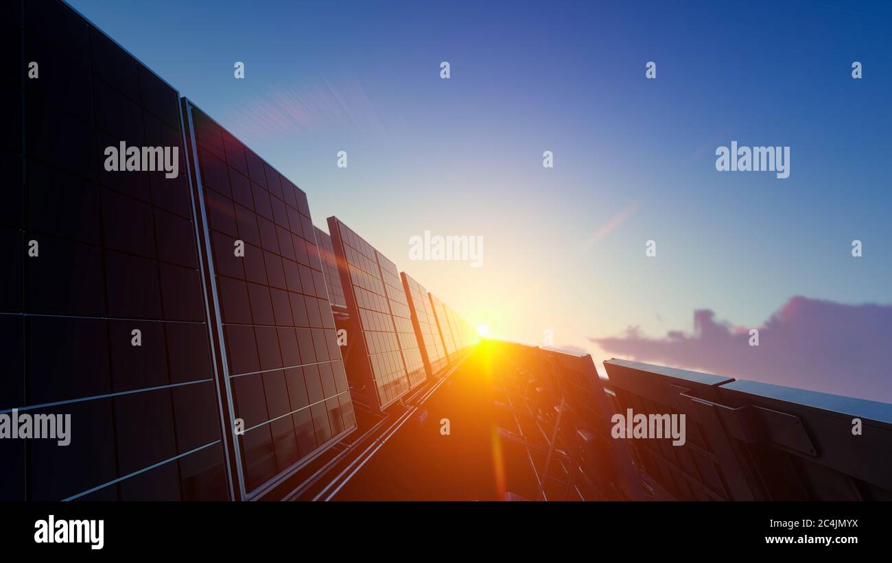 Solar Panel Farm under Dramatic Sky Stock Photo - Alamy