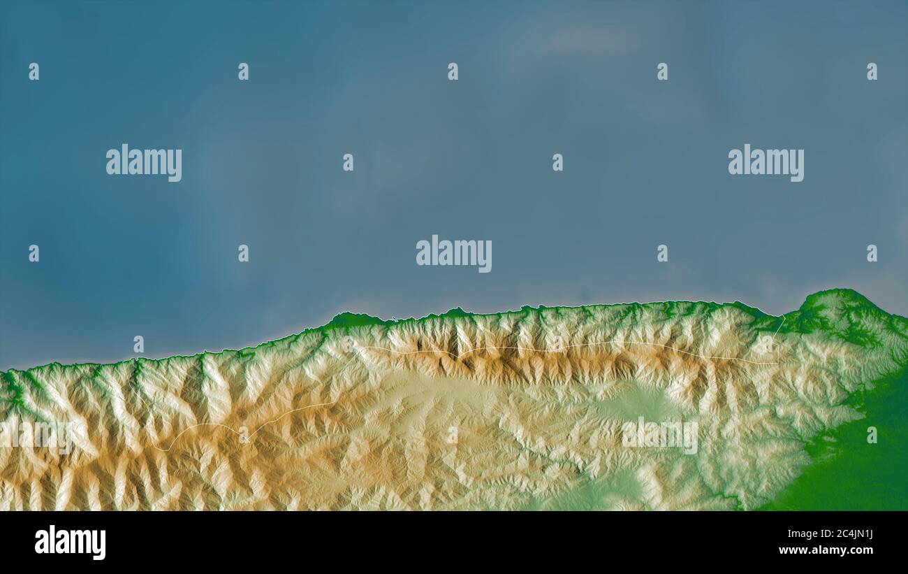Vargas, state of Venezuela. Colored shader data with lakes and rivers ...