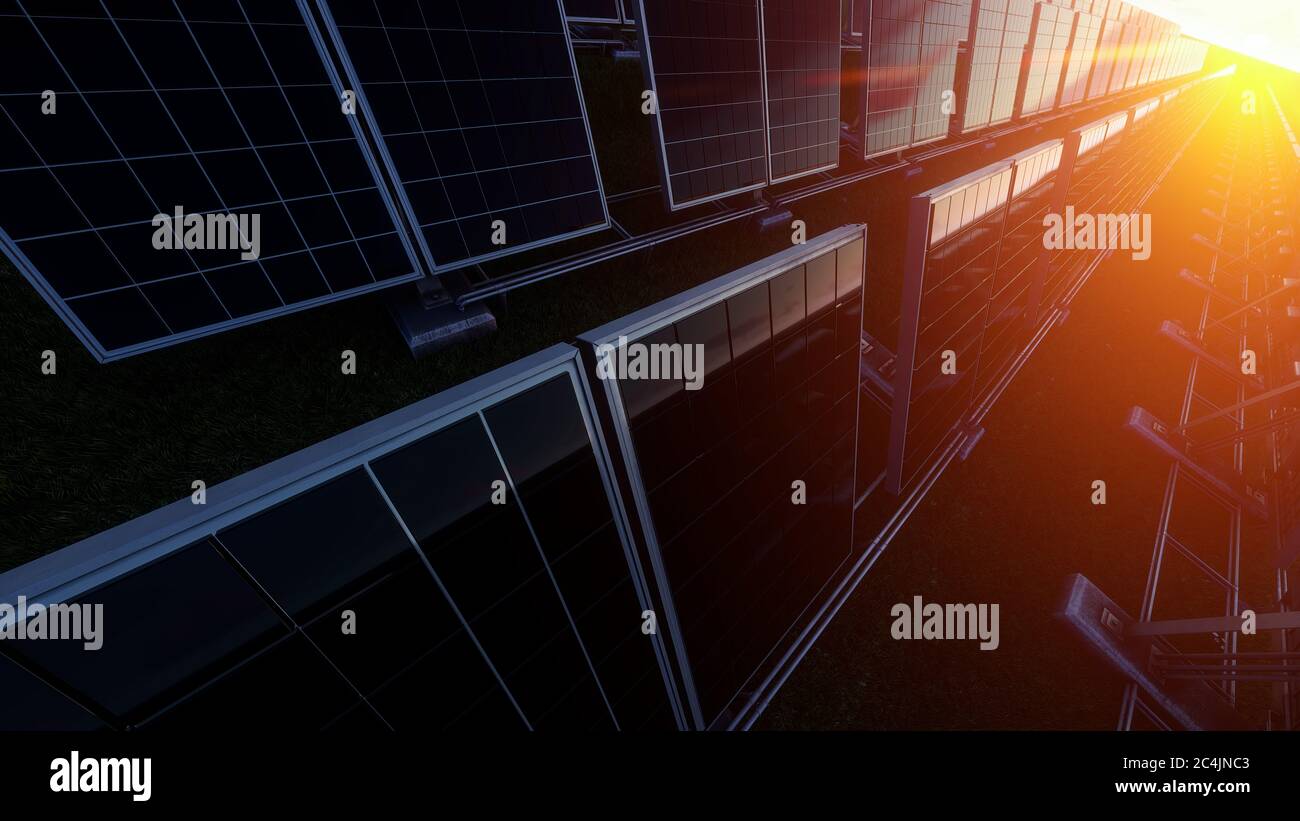 Solar panel farm under dramatic sky hi-res stock photography and images ...