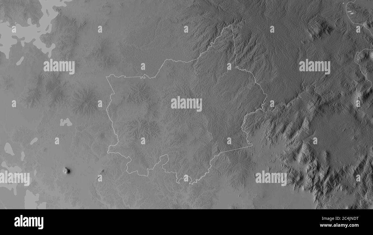 Bình Phước, province of Vietnam. Grayscaled map with lakes and rivers ...