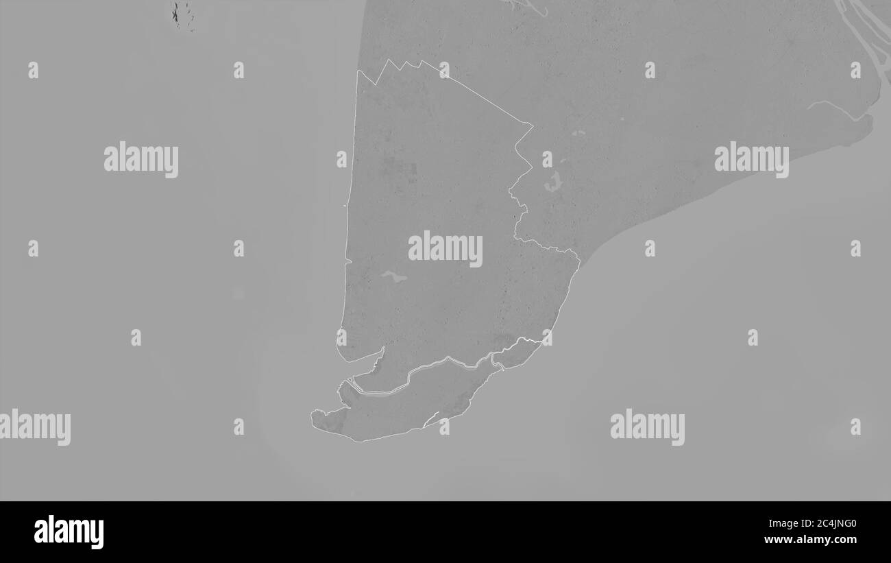 Cà Mau, province of Vietnam. Grayscaled map with lakes and rivers ...