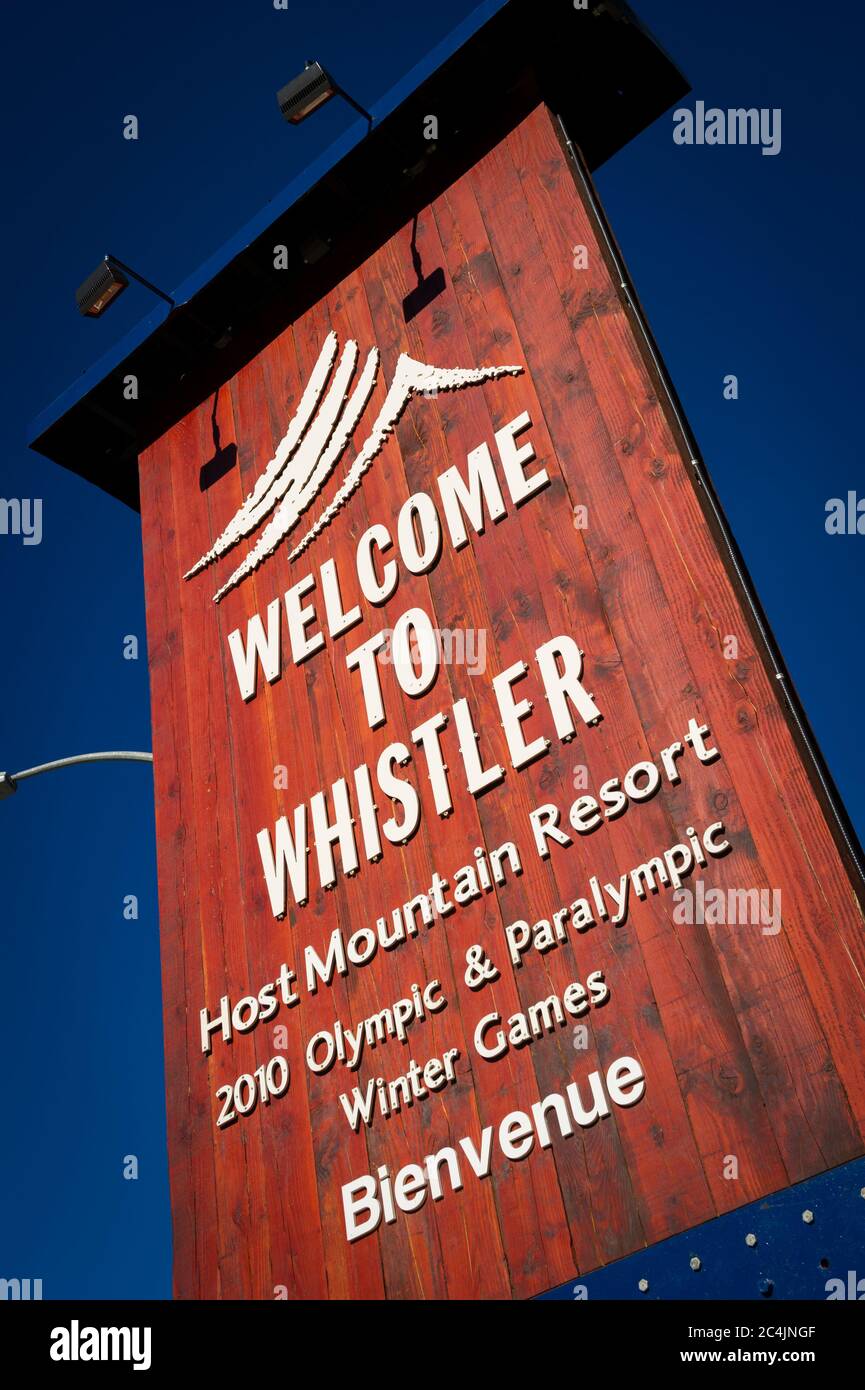 Welcome whistler sign british columbia hi-res stock photography and ...