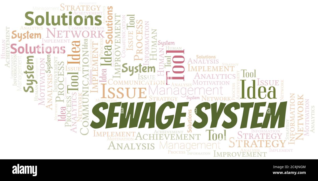 Sewage System typography vector word cloud. Wordcloud collage made with ...