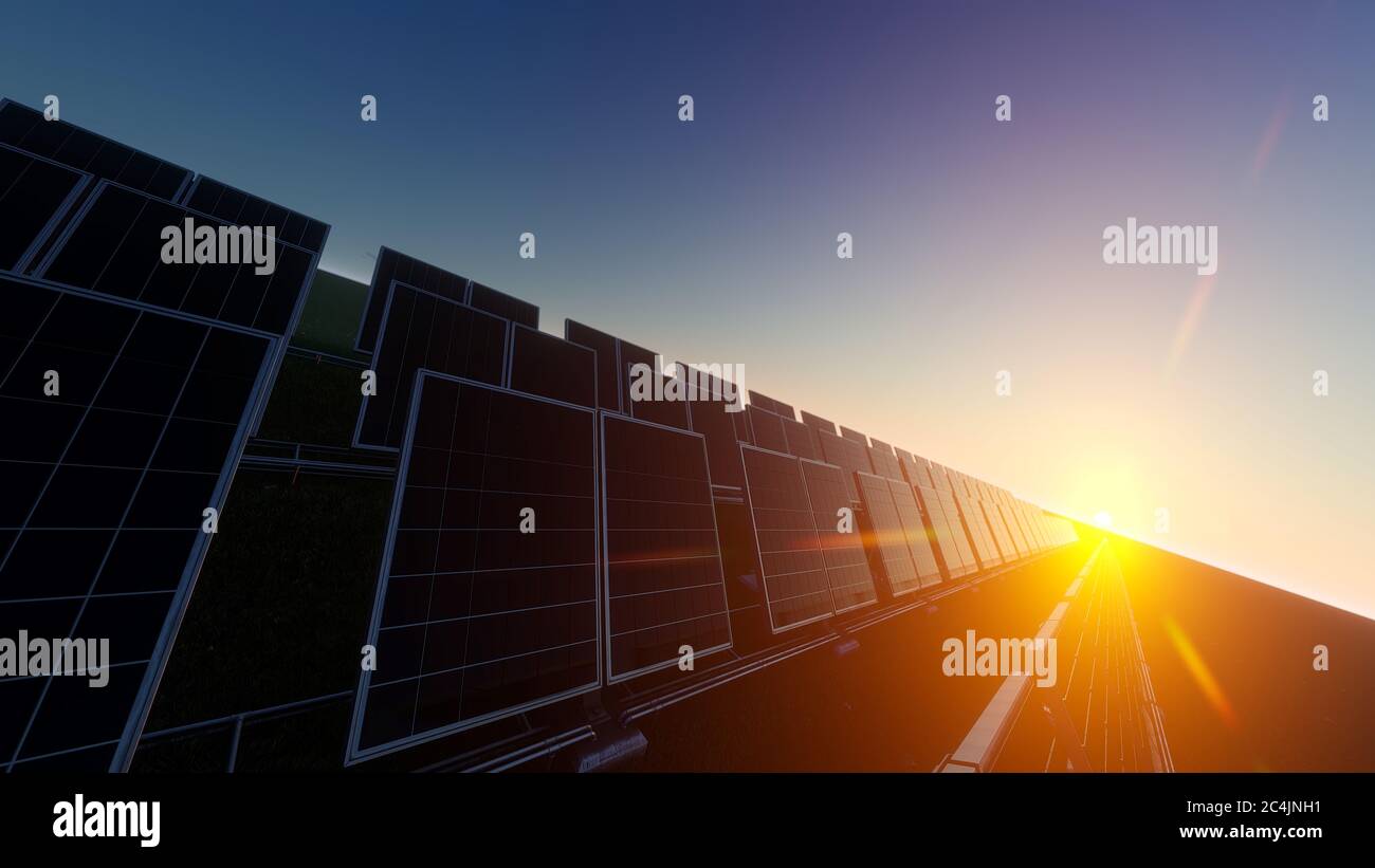 Solar panel farm under dramatic sky hi-res stock photography and images ...