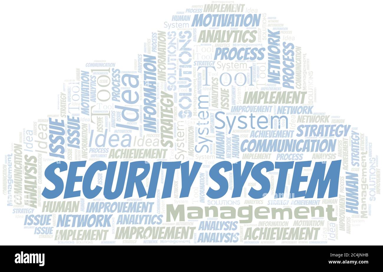Security System typography vector word cloud. Wordcloud collage made ...