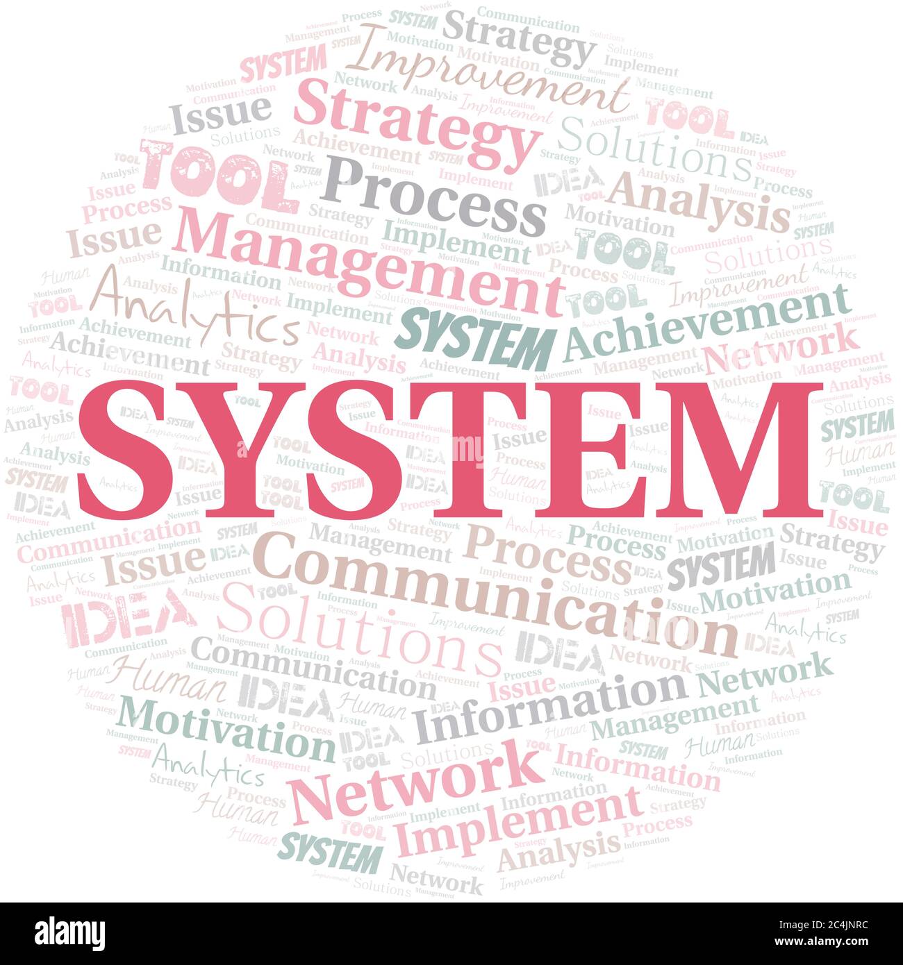 System typography vector word cloud. Wordcloud collage made with the ...