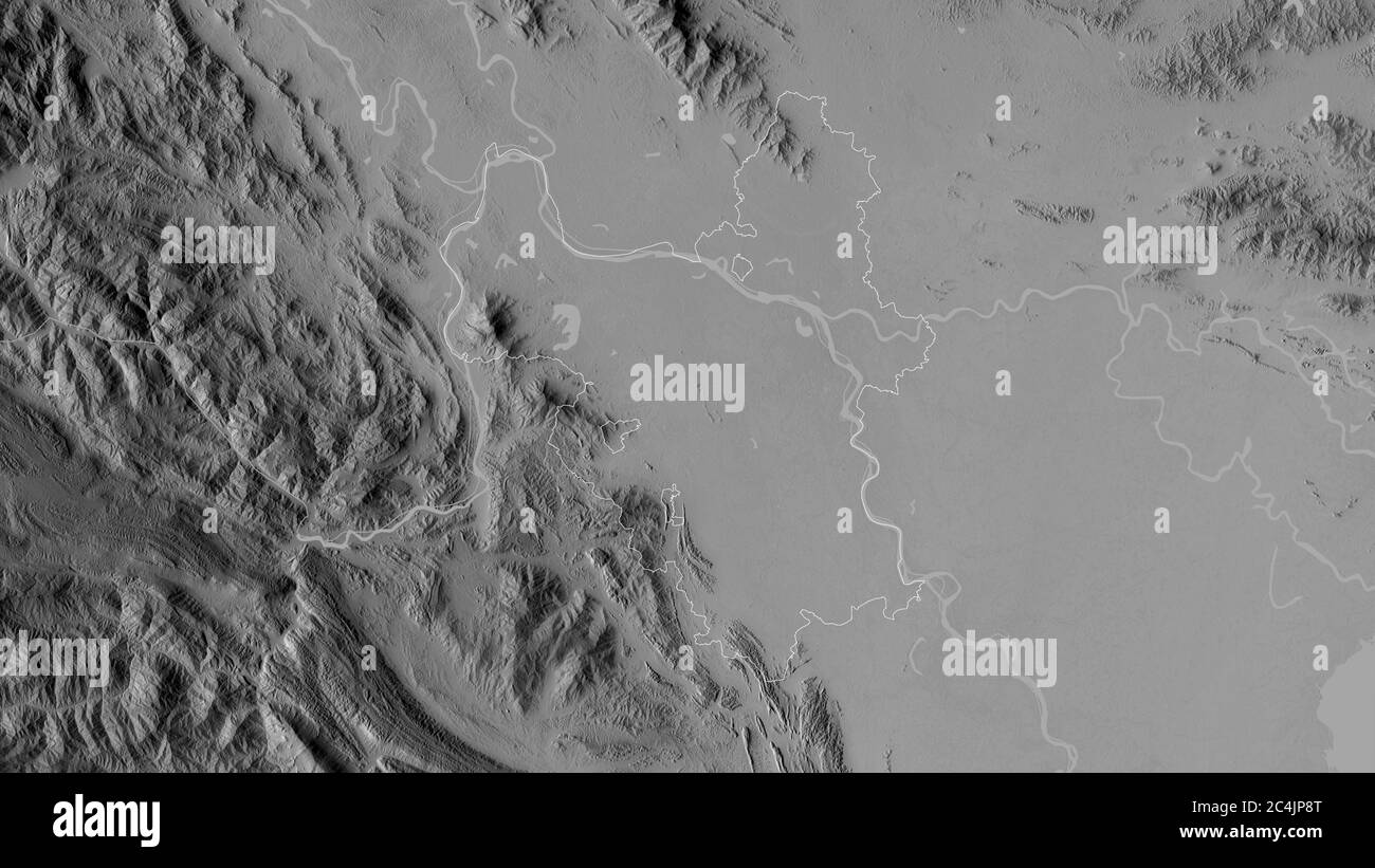 Hà Nội, city of Vietnam. Grayscaled map with lakes and rivers. Shape ...