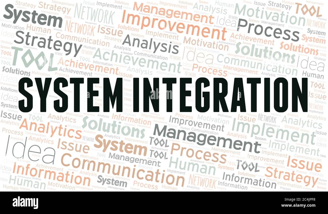 System Integration typography vector word cloud. Wordcloud collage made ...