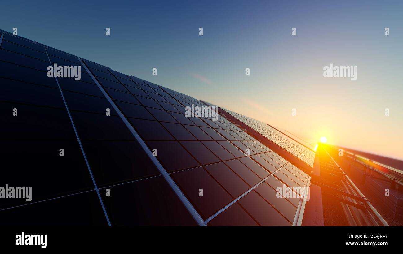 Solar panel farm under dramatic sky hi-res stock photography and images ...
