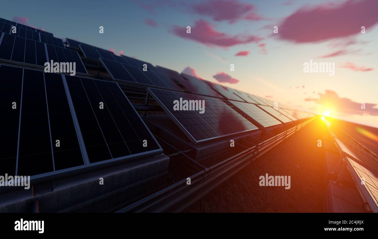 Solar panel farm under dramatic sky hi-res stock photography and images ...